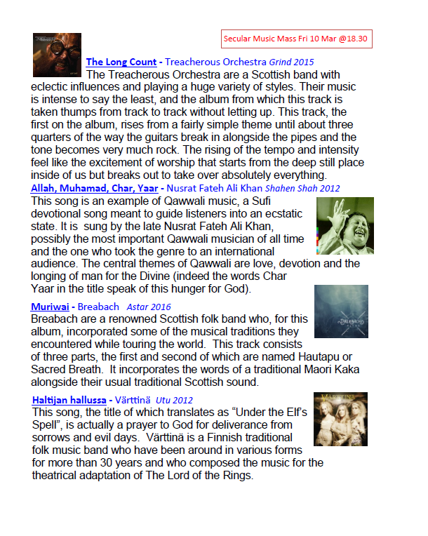 Friday Secular Music Mass – Huddersfield Parish Church