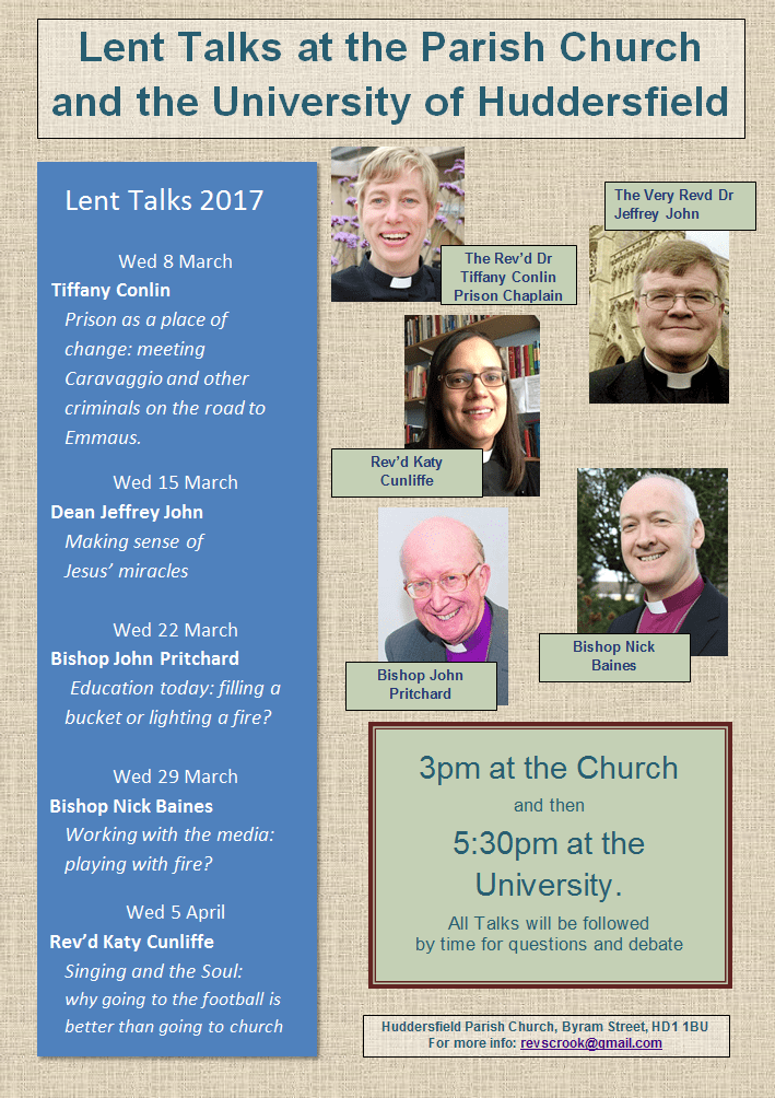 Lent Speakers update – Huddersfield Parish Church